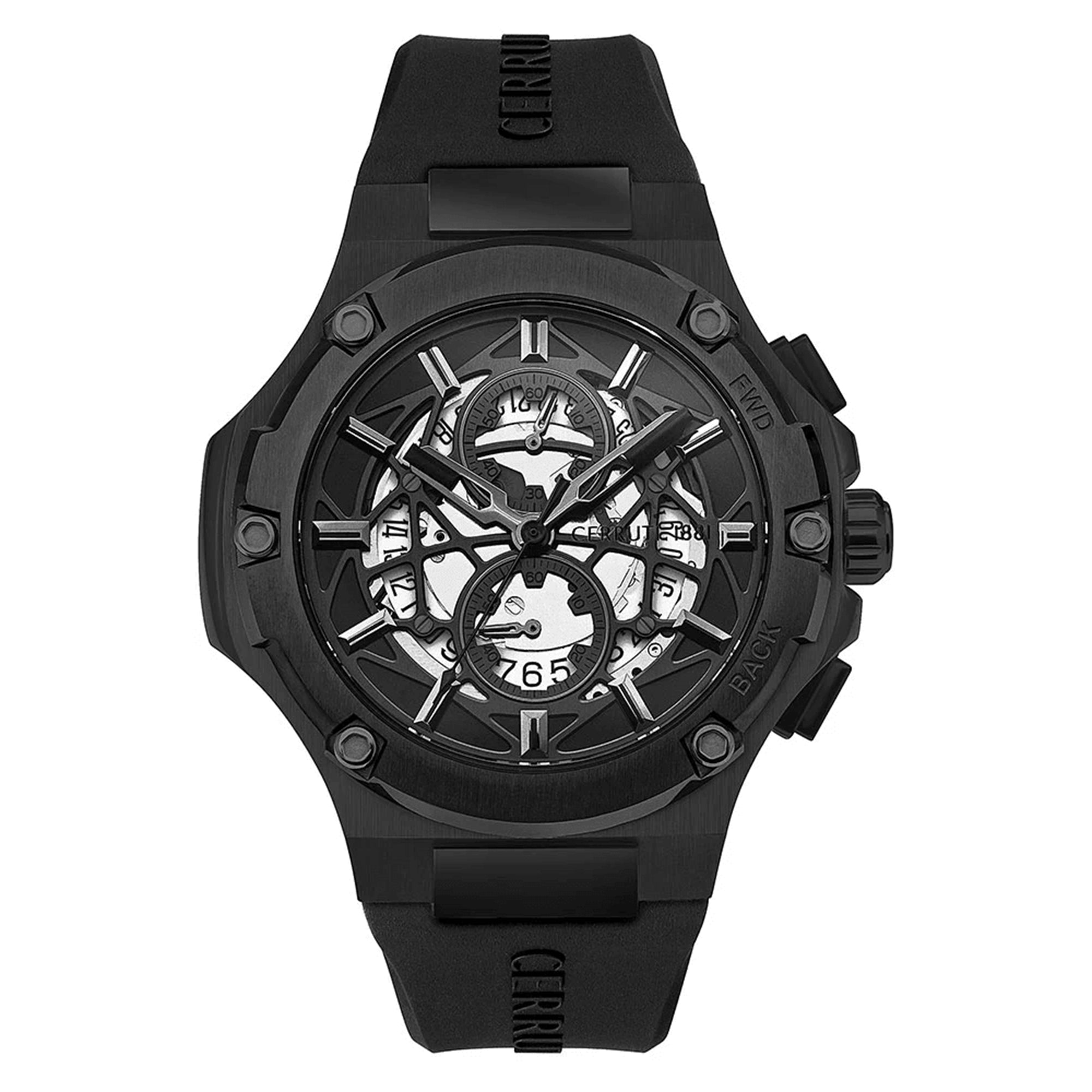 Lucardo Black Rubber Chronograph Watch – Timekeeper