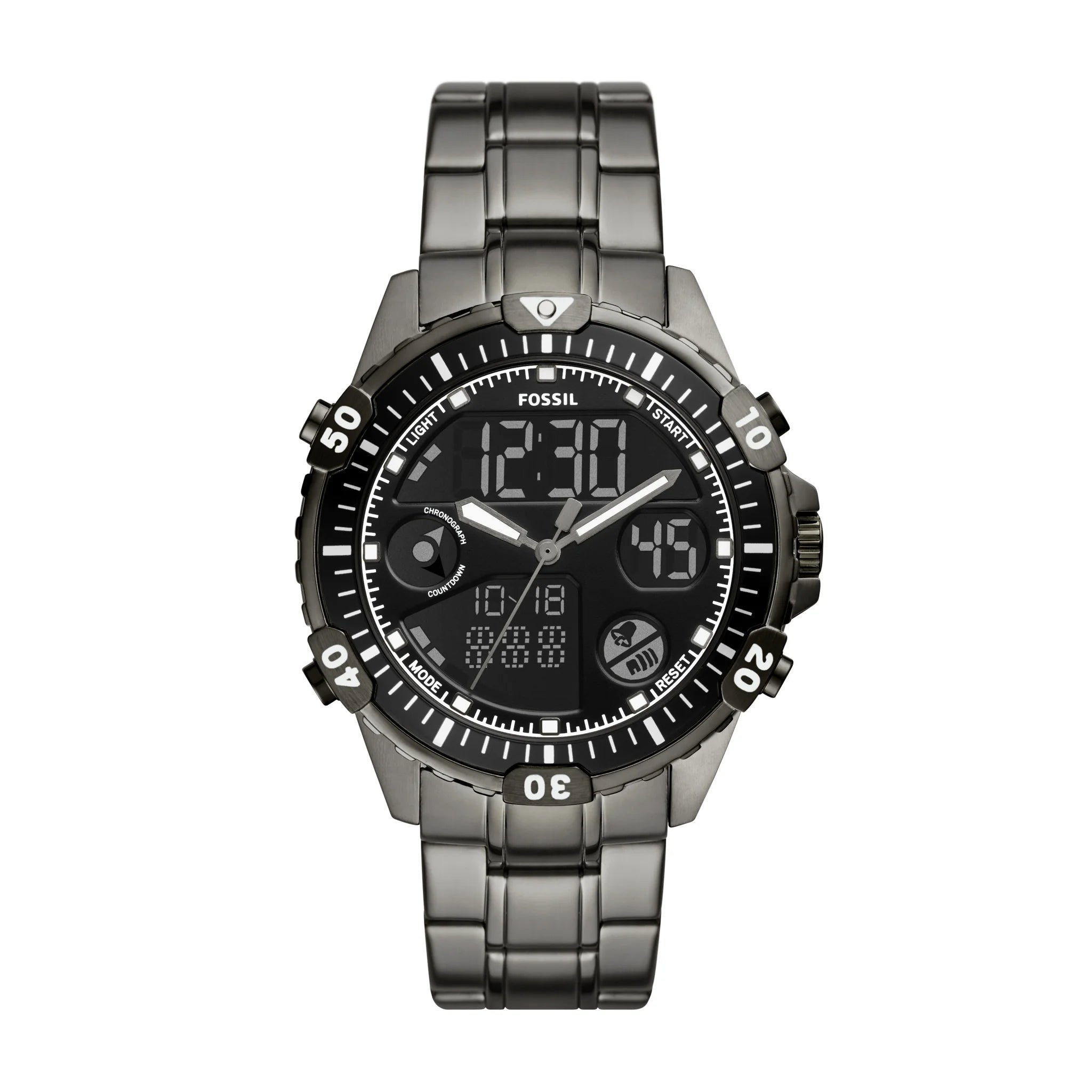 Garrett analogue-Digital Smoke Stainless Steel Watch – Timekeeper