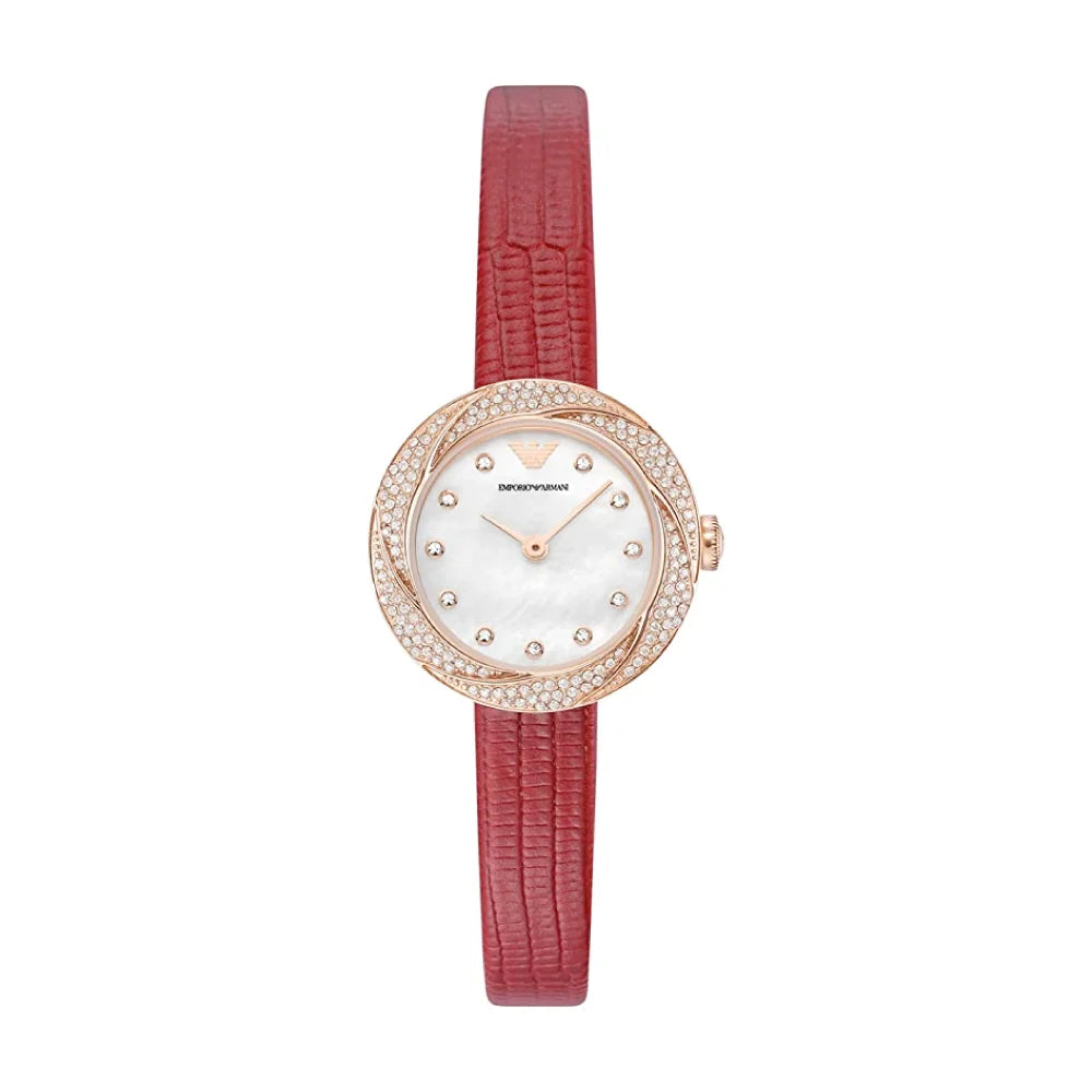 Two-Hand Red Leather Watch – Timekeeper