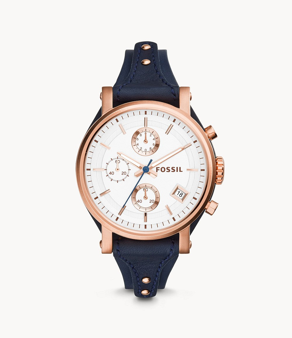 Original Boyfriend Chronograph Navy Leather Watch – Timekeeper