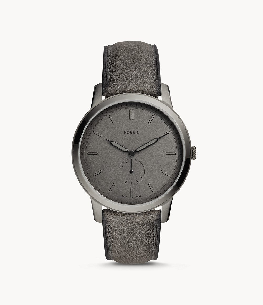 The Minimalist Two-Hand Grey Leather Watch – Timekeeper